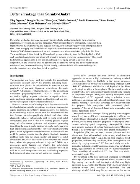 Pdf Better Shrinkage Than Shrinky Dinks