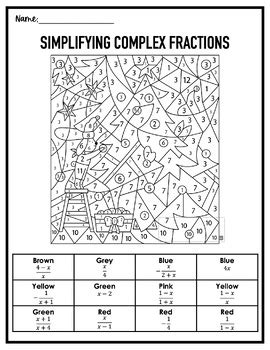 Simplifying Complex Fractions Color By Number Christmas Activity