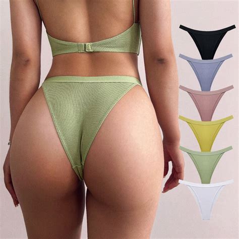 Sexy Women Lingeries G String Thong V Back Underwear Ribbed Brief