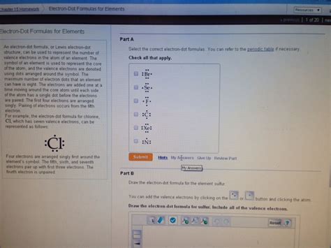 Solved Electron Dot Formulas For Elements An Erector Dot Chegg Com