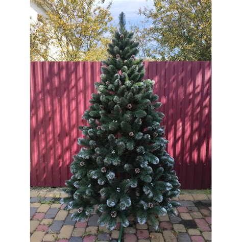 Ялинка Кармен з шишками і перлинами 2 00 м сріблястими купити в 🎄 Хатинка юа