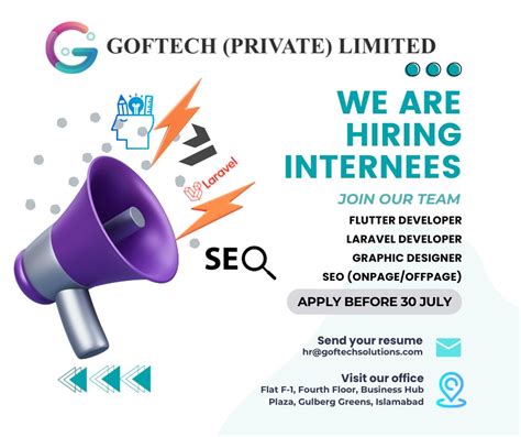 Goftech On Linkedin Hiring Internship Flutterdeveloper Laraveldeveloper Graphicdesigner