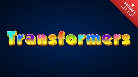 Transformers Golden Rainbow Font Text Effect Generator