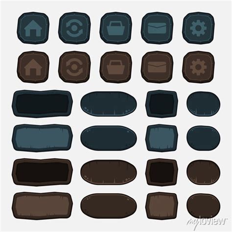 Vector Game Template Gui Kit Interface Button Elements • Wall Stickers