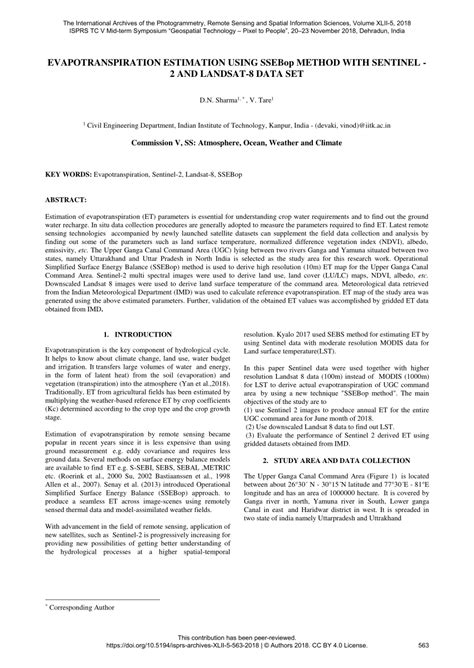 Pdf Evapotranspiration Estimation Using Ssebop Method With Sentinel