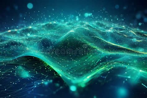 Abstract Digital Technology Speed Connect Blue Green Background Cyber Nano Information Stock