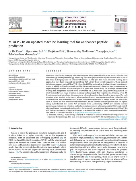 Pdf Mlacp 20 An Updated Machine Learning Tool For Anticancer Peptide Prediction