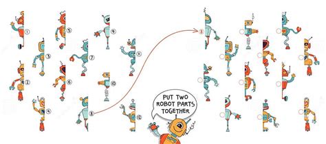 connect robot fragments correctly put the two robot parts together