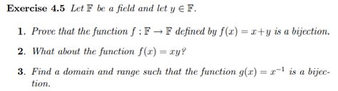 Solved Exercise Let F Be A Field And Let YF Prove Chegg
