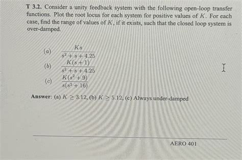 solved t 3 2 ﻿consider a unity feedback system with the