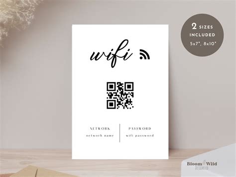 Wifi Sign Qr Code Canva Wifi Password Qr Code Sign Wifi Qr Code Sign Printable Small Business