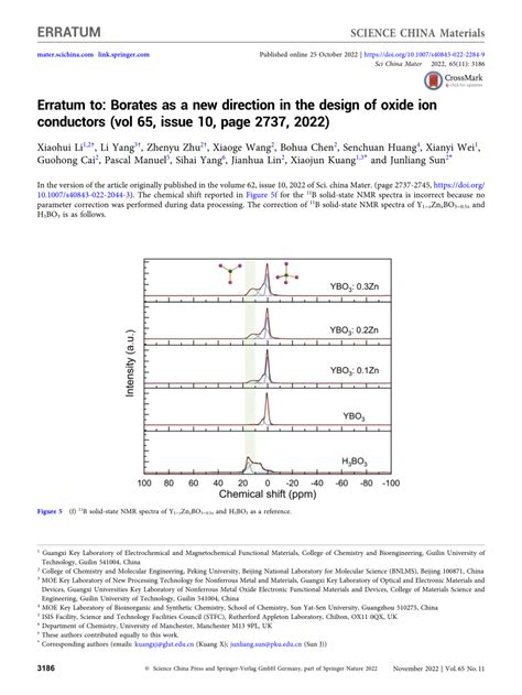 Pdf Erratum To Borates As A New Direction In The Design Of Oxide Ion Conductors