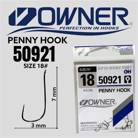 Крючки OWNER Penny hook 50921 №18 11 шт. Овнер Крючок. Одинарные для ...