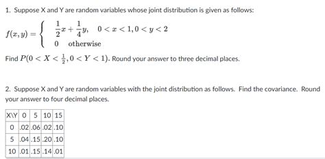 Solved 1 Suppose X And Y Are Random Variables Whose Joint