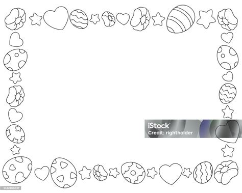 아름다운 부활절 프레임 꽃 별 심장 계란 인사말 카드 결혼 초대장 생일을 위한 디자인 요소 흰색 배경에서 격리된 벡터 그림입니다 0명에 대한 스톡 벡터 아트 및 기타 이미지