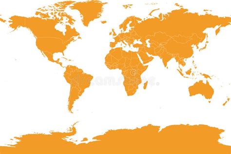 World Map With Country Boundary In Wgs 1984 Tobler Cylindrical I Coordinate System Stock Vector