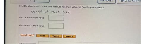 Solved Find The Absolute Maximum And Absolute Minimum Values