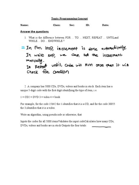 grade 9 practice work pseudocode pdf