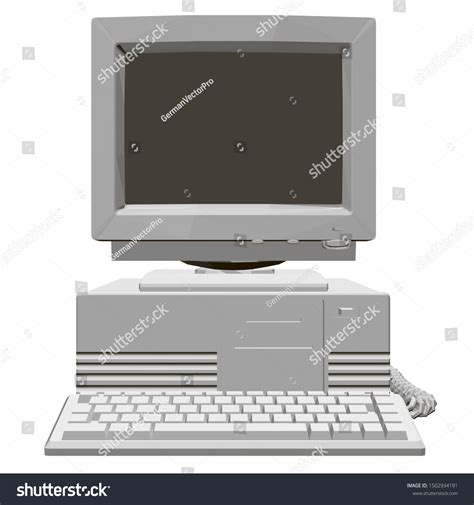 Old Computer Large Monitor System Unit Stock Vector Royalty Free Shutterstock