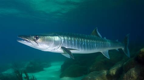 검은 눈과 머리에 흰 줄무늬가 있는 물고기 프리미엄 사진