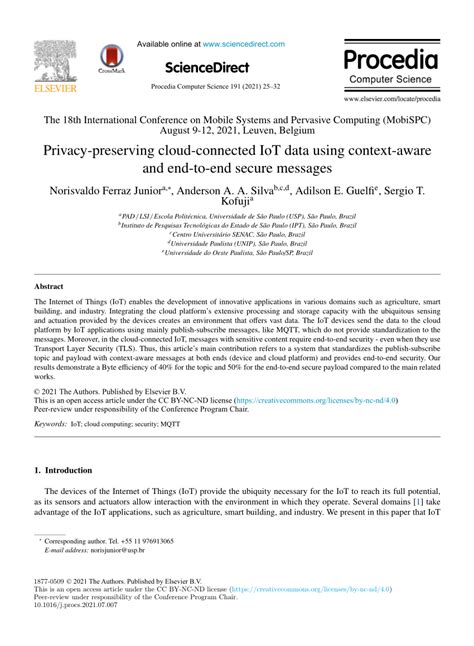 Pdf Privacy Preserving Cloud Connected Iot Data Using Context Aware