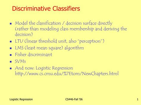Ppt Discriminative Classifiers Powerpoint Presentation Free Download Id 1283858