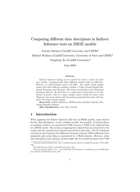 Pdf Comparing Different Data Descriptors In Indirect Inference Tests