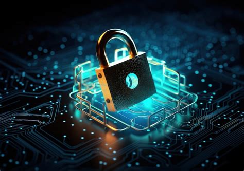 Premium Photo Technological Background With Padlock Data Security Concept Generative Ai