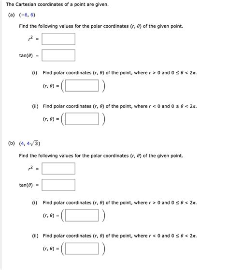 solved the cartesian coordinates of a point are given a 6 6