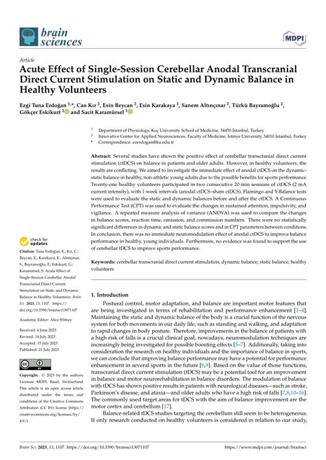 Pdf Acute Effect Of Single Session Cerebellar Anodal Transcranial