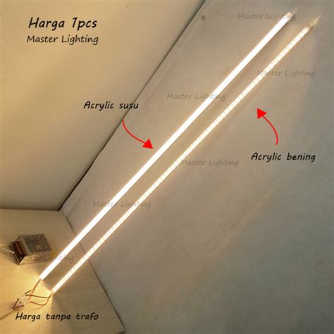 Jual Kap Lampu Batangan Alumunium Panjang Bentuk Oval Rumah Lampu Strip Led Acrylic Bening