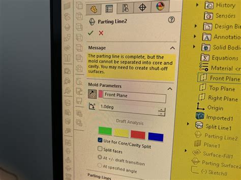 Parting Line Complete But R Solidworks