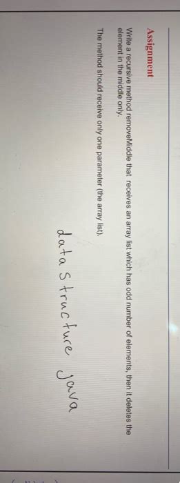 Solved Assignment Write A Recursive Method Removemiddle That
