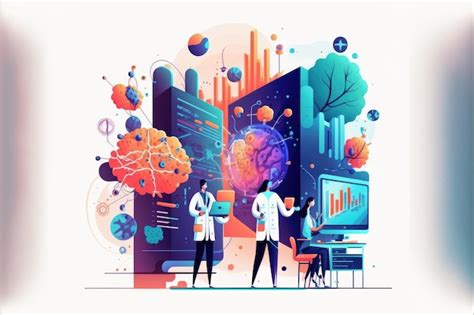 Premium Ai Image A Graphic Of Two Scientists In Lab Coats With A