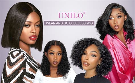 Unilo Glueless Wigs For Black Women Human Hair 4x4 Hd Lace 16 Inch
