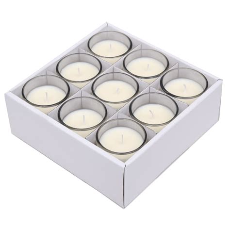 9 Pack Ivory Unscented Glass Votive Candles