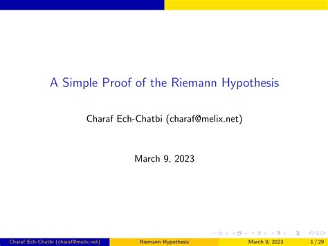 Pdf A Simple Proof Of The Riemann Hypothesis