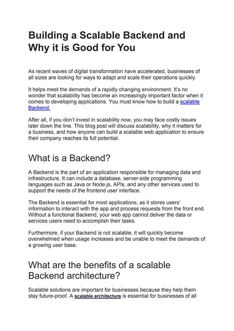 building a scalable backend and why it is good for you by
