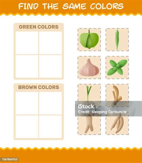 야채의 동일한 색상을 찾을 수 있습니다 검색 및 일치하는 게임 사전 쇼올 년 어린이와 유아를위한 교육 게임 0명에 대한 스톡