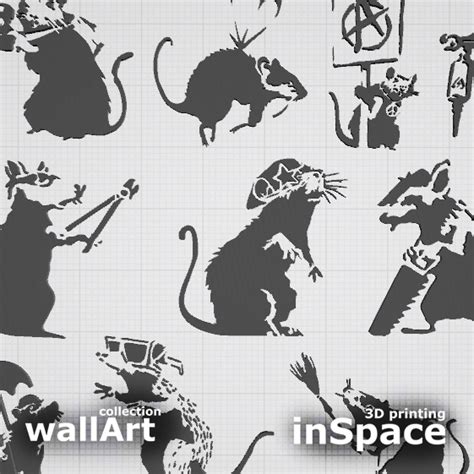 Stl File 🖼️ Wall Art Banksy Rats Mega Pack X20 ・3d Printer Model To Download・cults