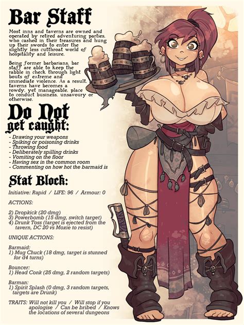 Rule 34 Areola Slip Barmaid Beer Beer Mug Brown Eyes Character Sheet Clothing Earring Earrings