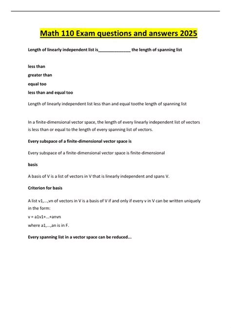 Math 110 Exam Questions And Answers 2025 Math 110 Stuvia Us