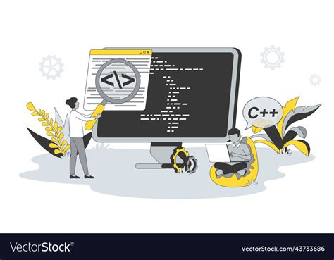 Computer Programming Concept In Flat Design Vector Image
