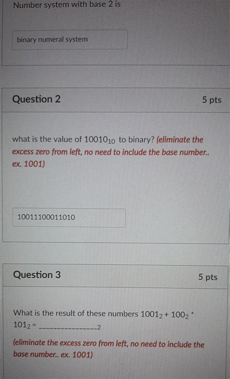 Solved Number System With Base 2 Is Binary Numeral System Chegg Com