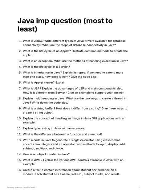 Java Imp Questions Pdf