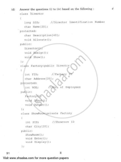 Computer Science Python 2011 2012 Commerce English Medium Class 12 91 Oss Question Paper