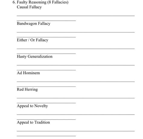 Solved 6 Faulty Reasoning 8 Fallacies Causal Fallacy