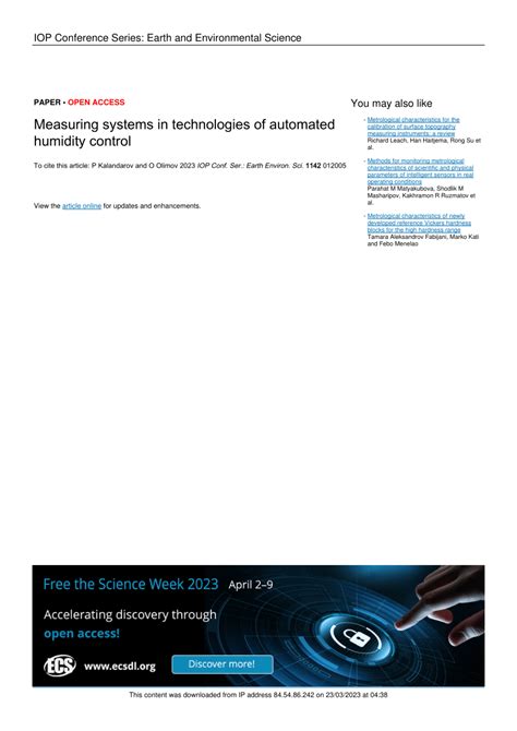 PDF Measuring Systems In Technologies Of Automated Humidity Control
