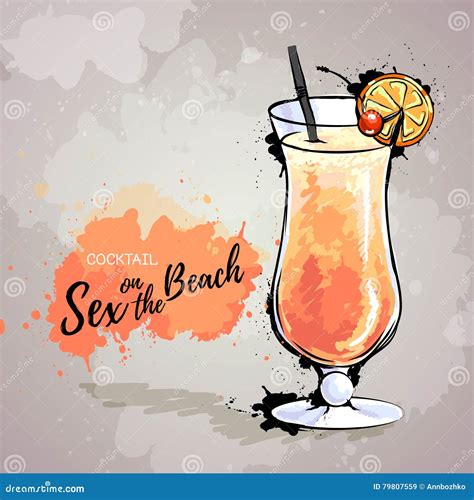 Hand Drawn Illustration Of Cocktail Sex On The Beach Stock Vector