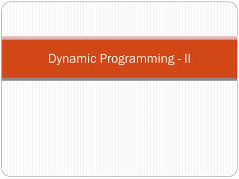 Dynamic Programming